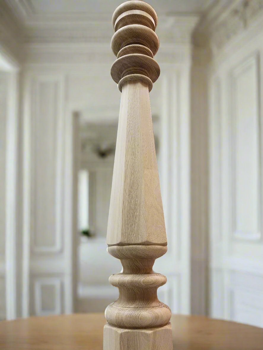 Custom Top Greek Octagonal Newel Post. - Wood Carved Shop