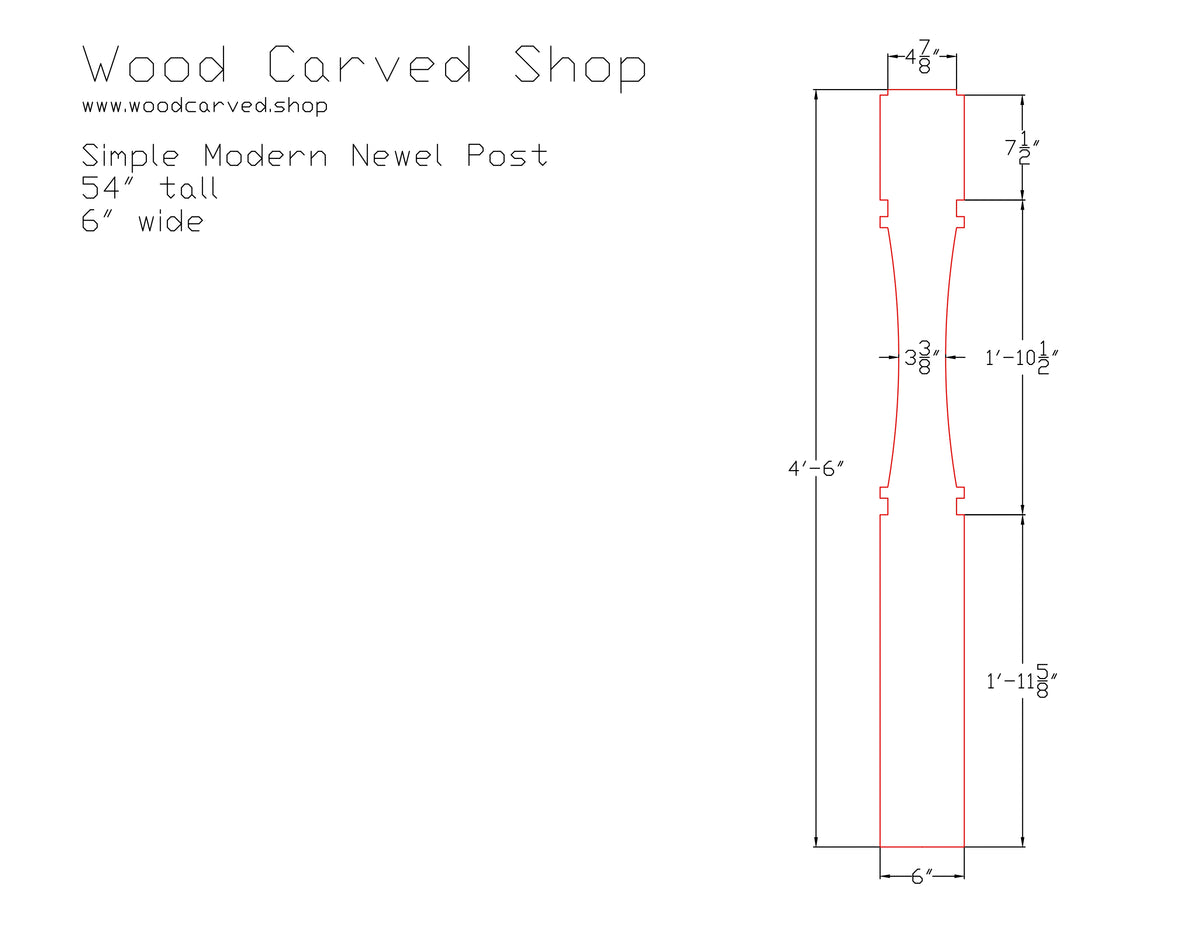 Simple Modern Newel Posts for Stairs - Wood Carved Shop